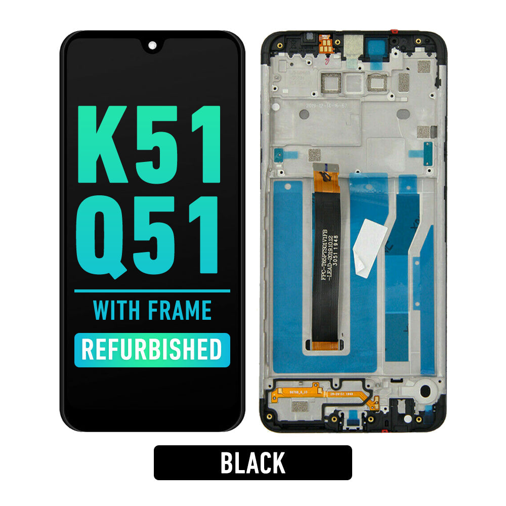 LG K51 / Q51 K500 LCD Screen Assembly Replacement With Frame (Refurbis